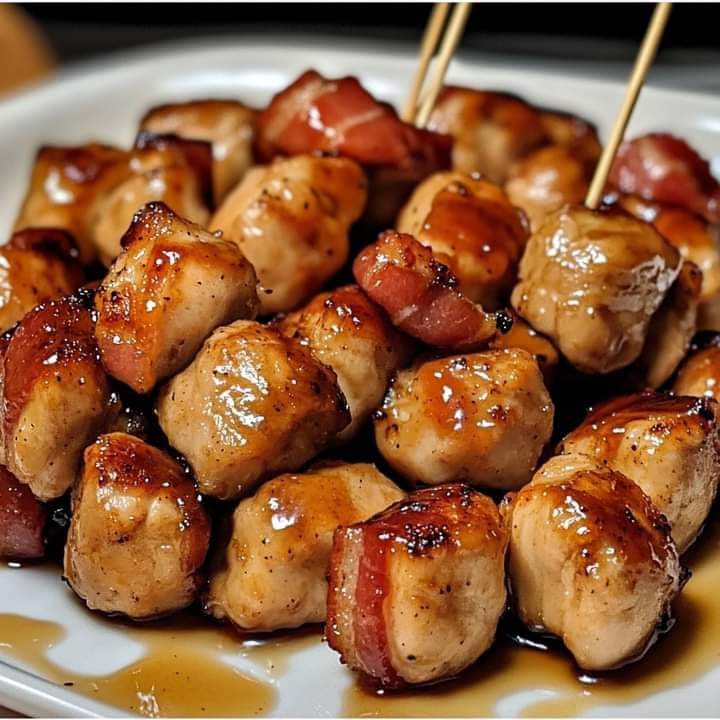 Maple Glazed Bacon Chicken Bites - Tivav